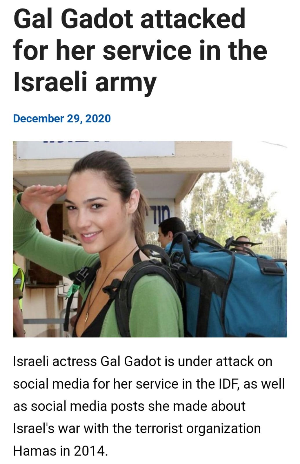 Israeli Actress Gal Gadot Turned Up For Army Service In The War?
