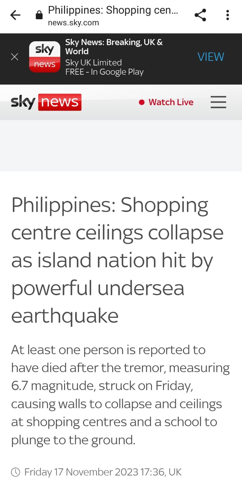 Earthquake in the Philippines is from December 2nd, 2023?