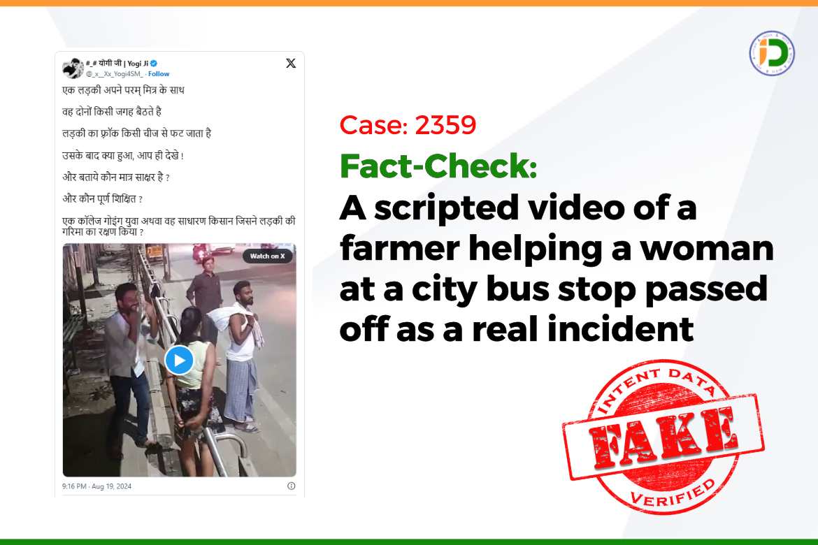 Fact Check: A scripted video of a farmer helping a woman at a city bus ...